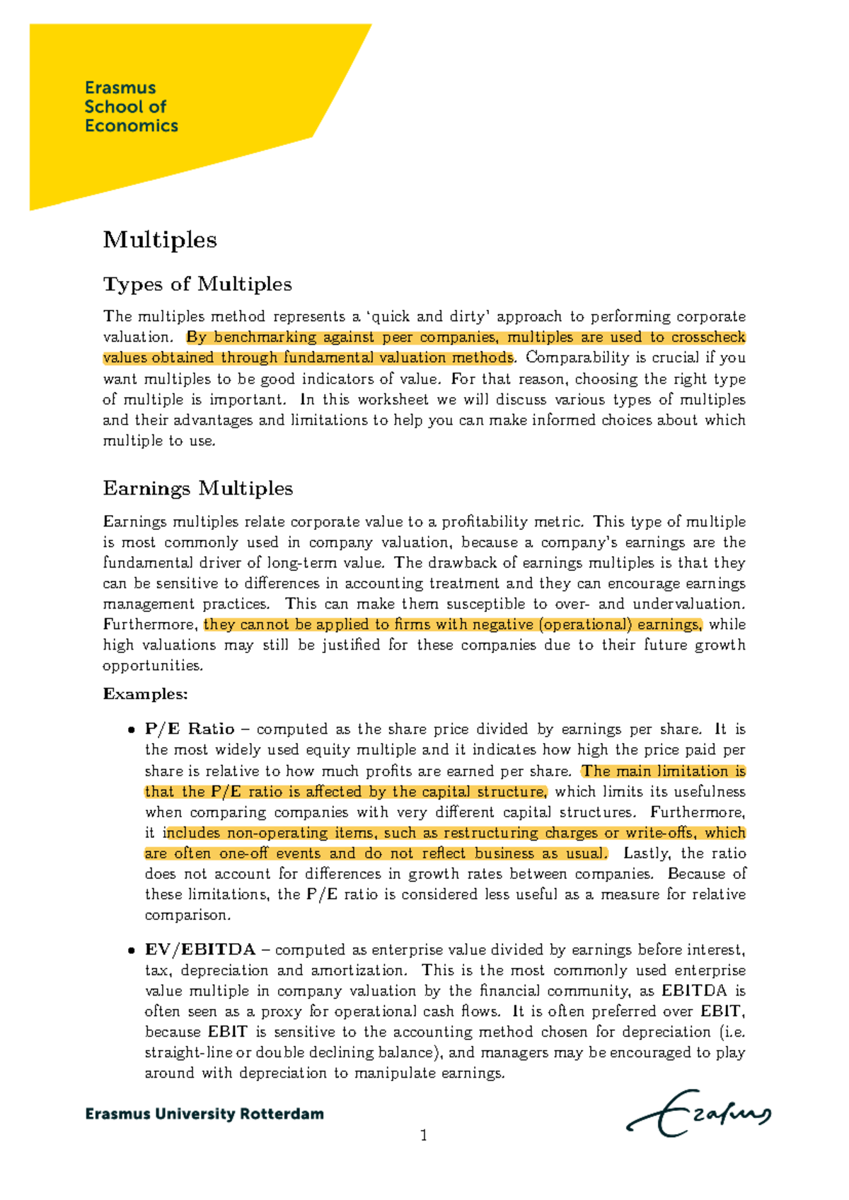Multiples Valuation - Multiples Types of Multiples The multiples method ...