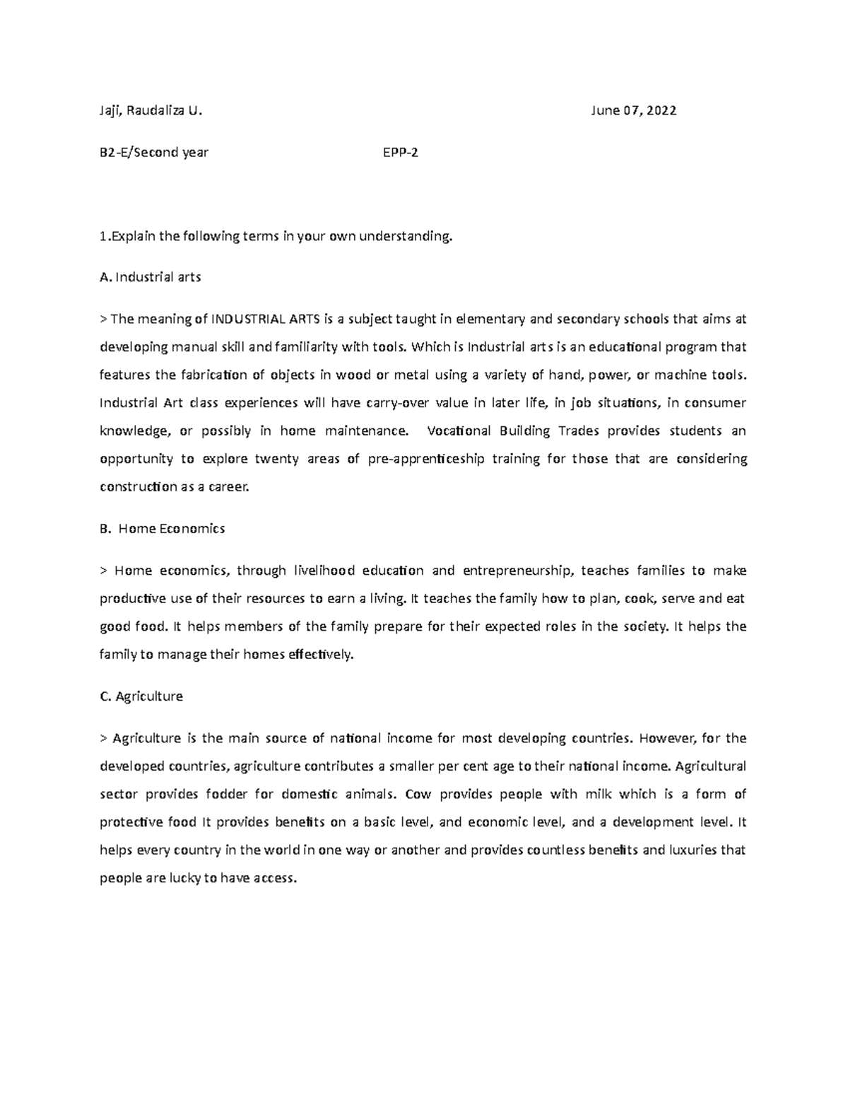 Epp2 - LECTURE - Jaji, Raudaliza U. June 07, 2022 B2-E/Second year EPP ...