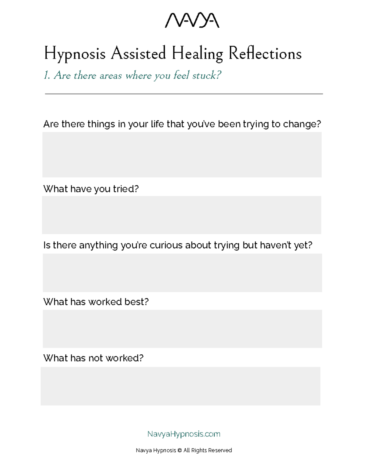 Reflection+Worksheet 1-1 - Mechanical - Hypnosis Assisted Healing ...