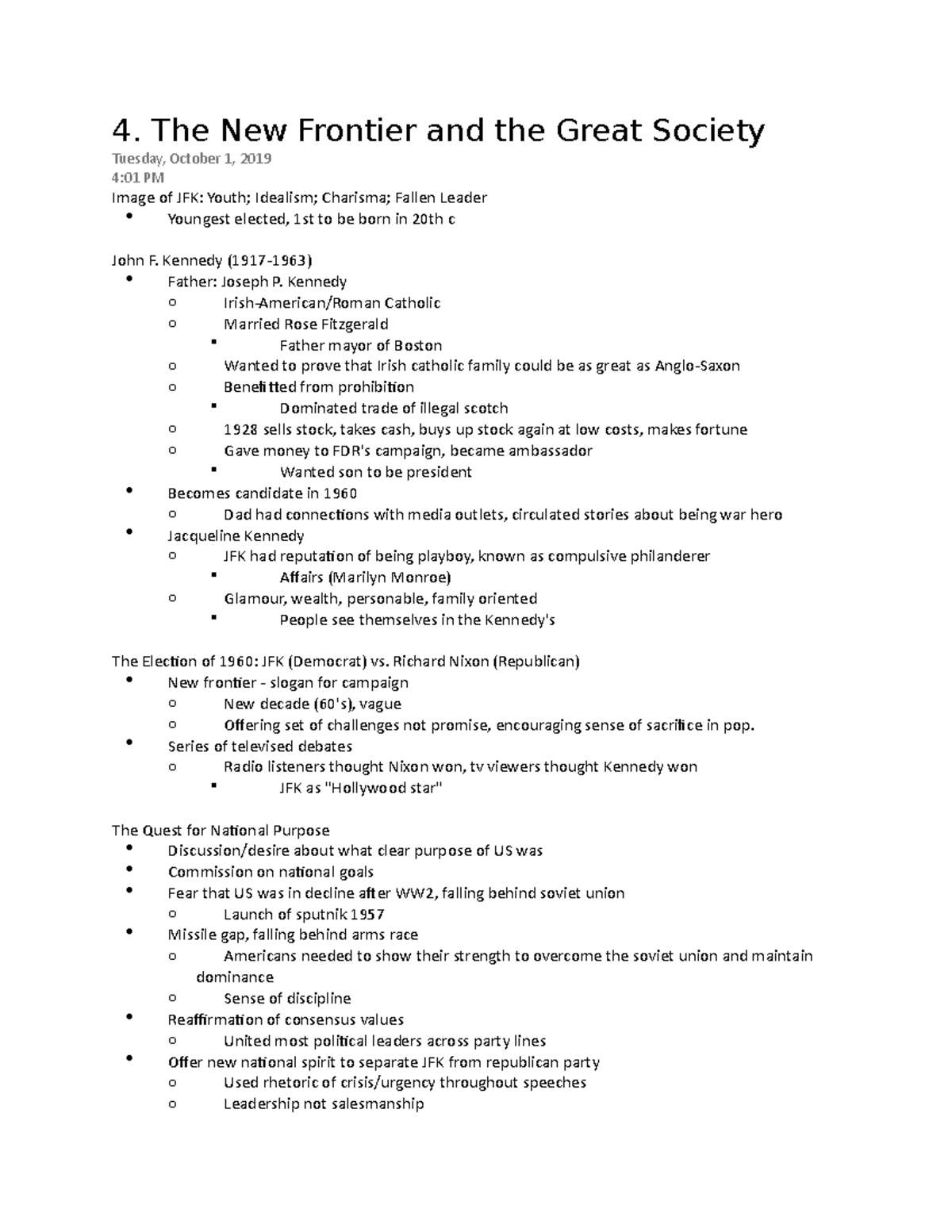 The New Frontier and the Great Society - 4. The New Frontier and the ...