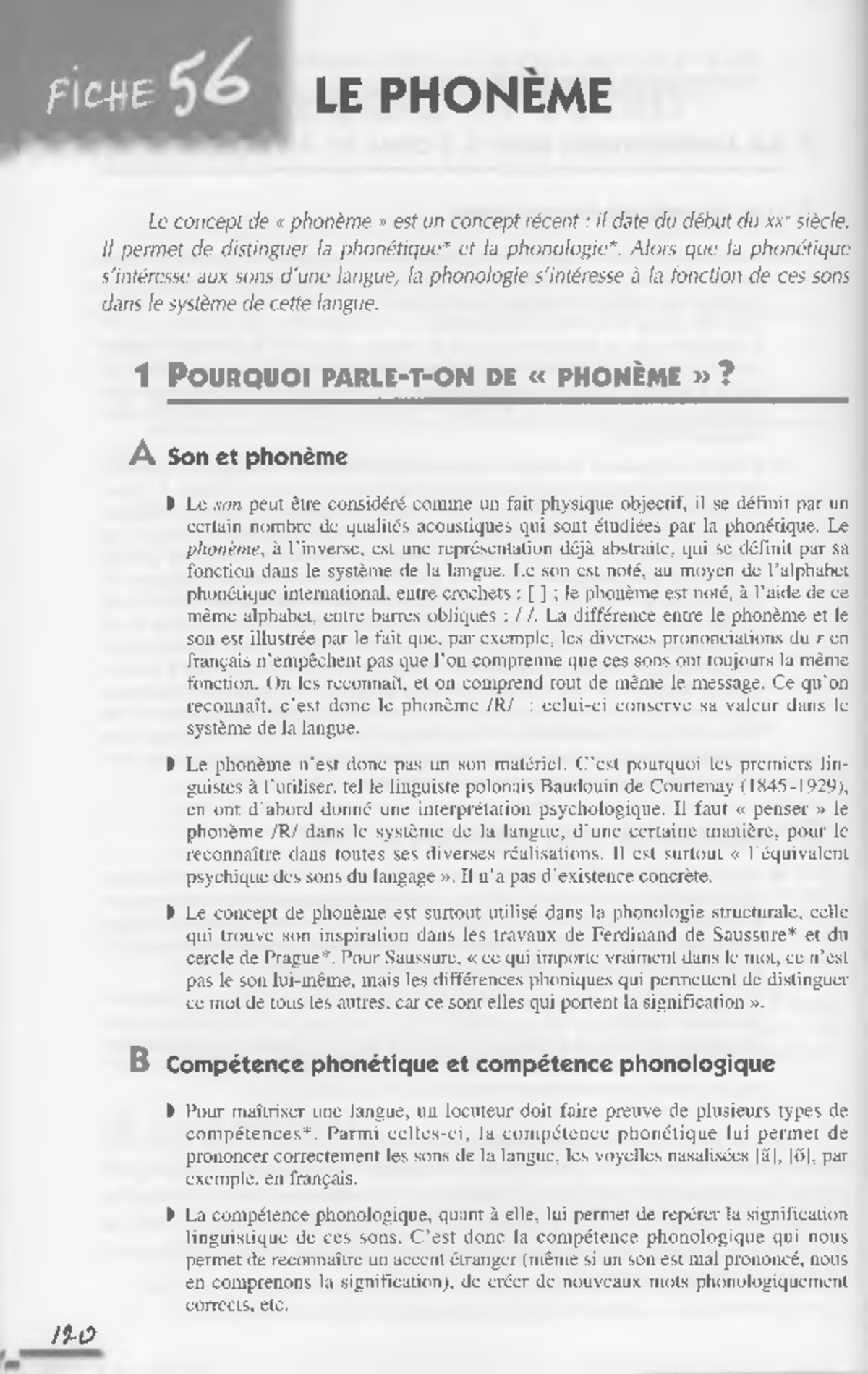 La linguistique - 56 - le phonème - Fic -HE LE PHONEM E Le co n ce p t ...