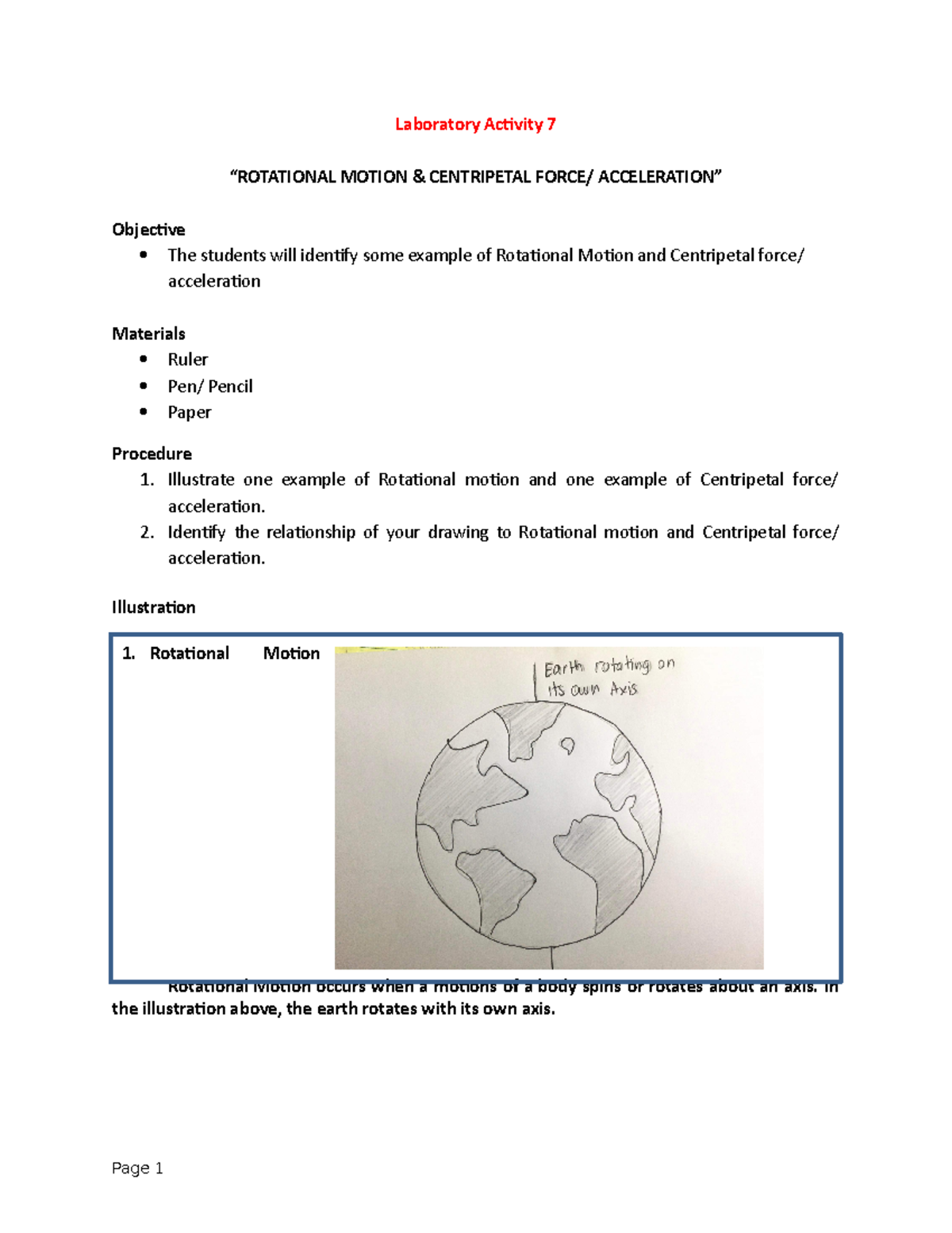 Rotational Motion AND Centripetal Force AND Acceleration - Laboratory ...
