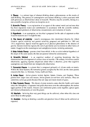 Plate Tectonic - John Raniel A. Miasco GEOLOGY 101 14258 (M/W 12:00 nn ...