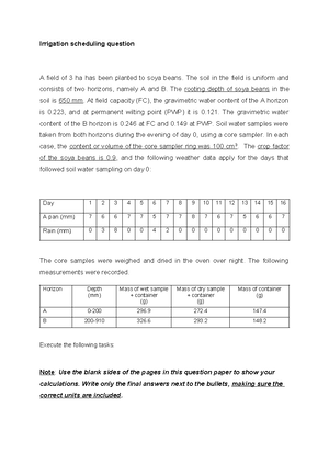 SOS206D Test 2 (irrigation methods) MEMO - Question 1 25 marks 1 Define ...