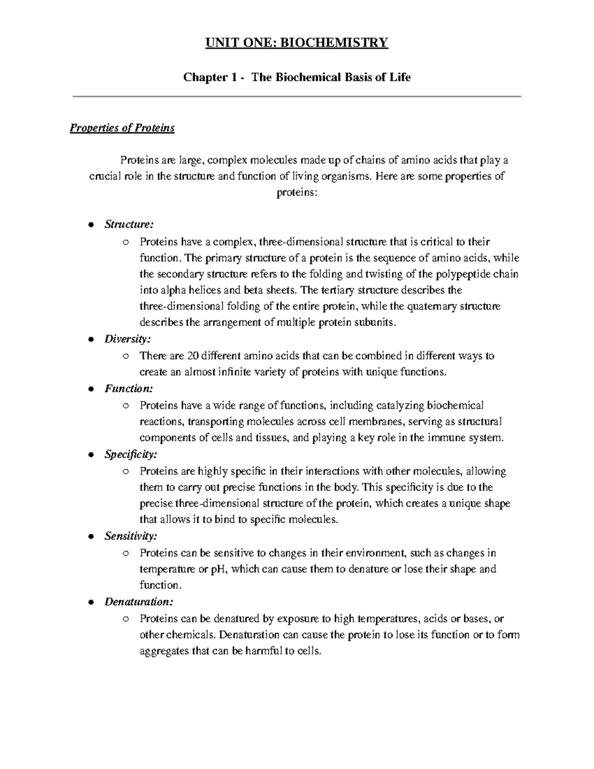 Biochemistry Chapter 1 Section 5 Pt 5 - UNIT ONE: BIOCHEMISTRY Chapter ...