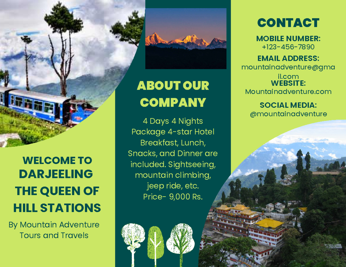 Green Simple Creative Travel Trifold Brochure - +123-456 ...