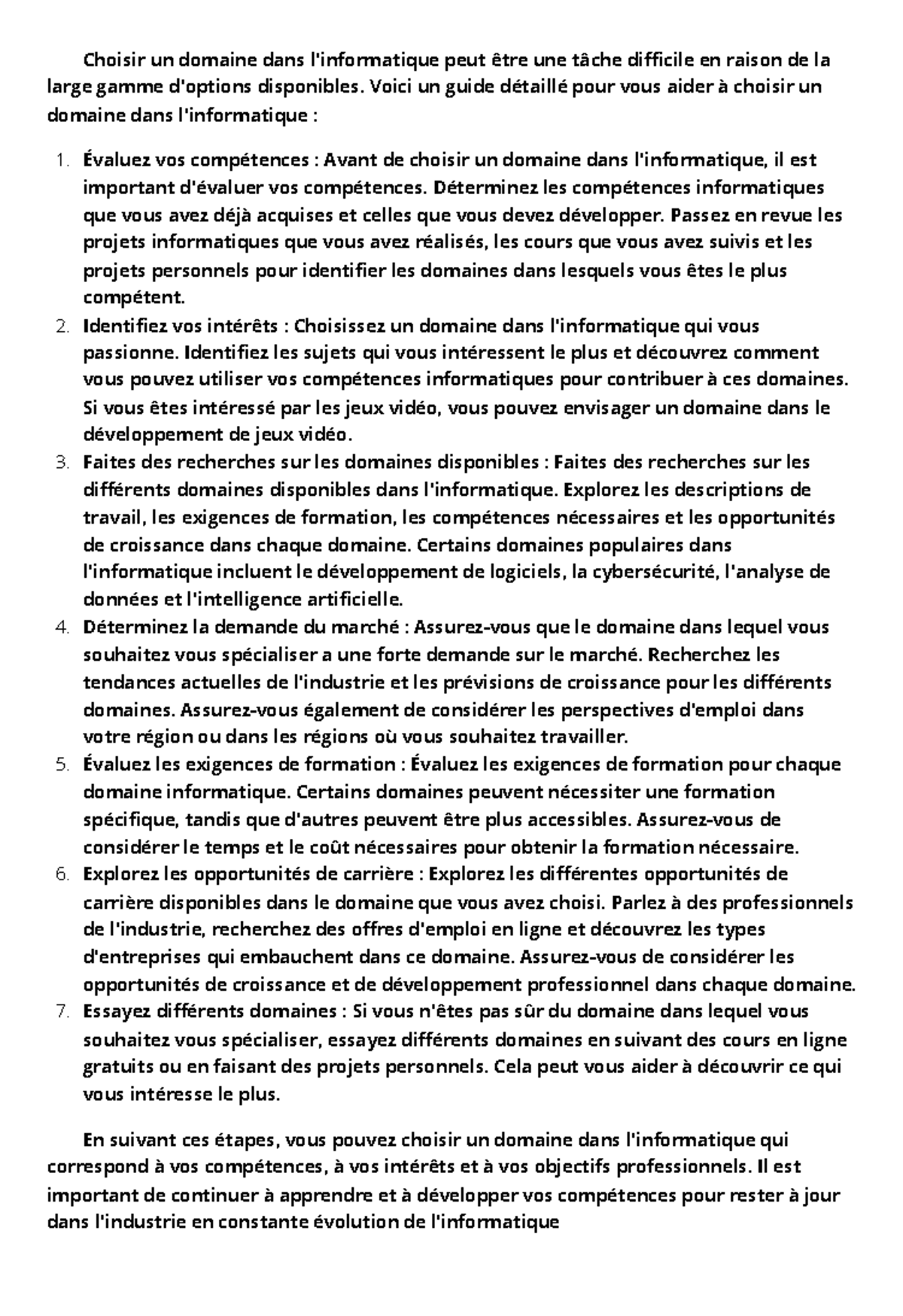 Choisir un domaine dans l'informatique - Voici un guide détaillé pour ...