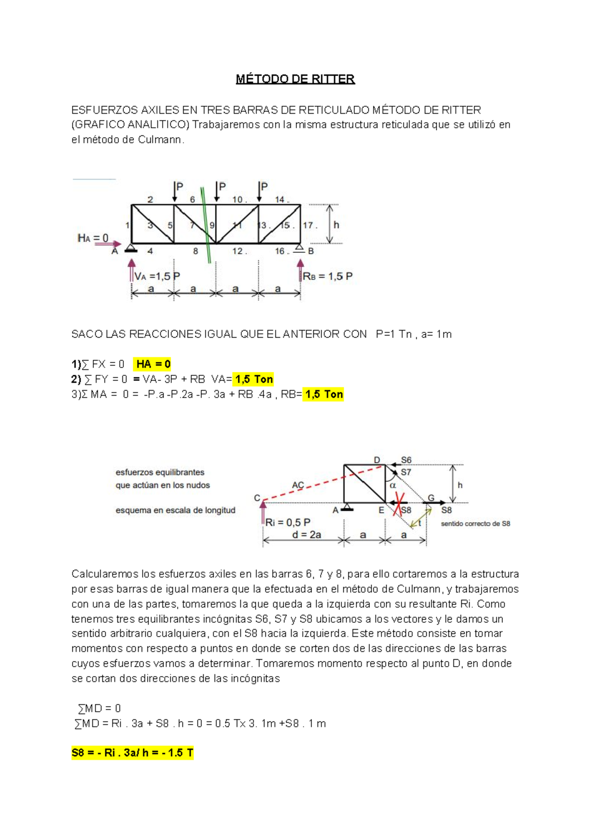 Metodo DE Ritter - Estática Y Resistencia De Los Materiales - MÉTODO DE ...