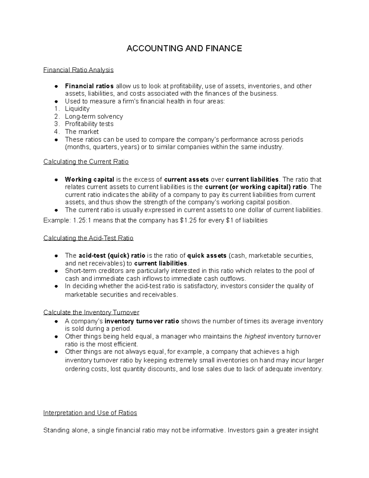 Intro to Business Chapter 16 Part 3 Notes - ACCOUNTING AND FINANCE ...