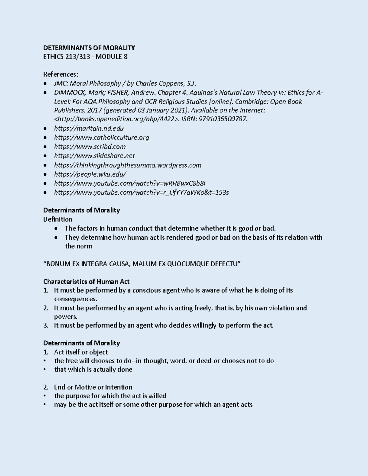 Ethics Module 8 - Determinants OF Morality Student Lecture ...