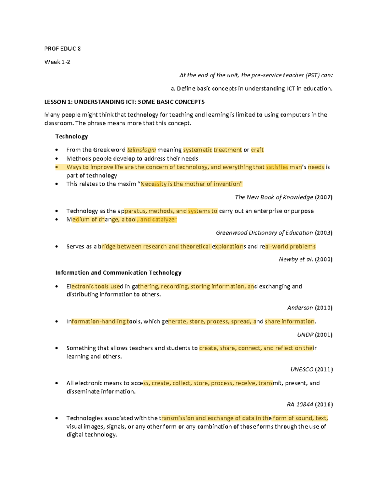 Prof Ed 8-Lesson 1 - Summary of Lesson 1 Technology for Teaching and ...