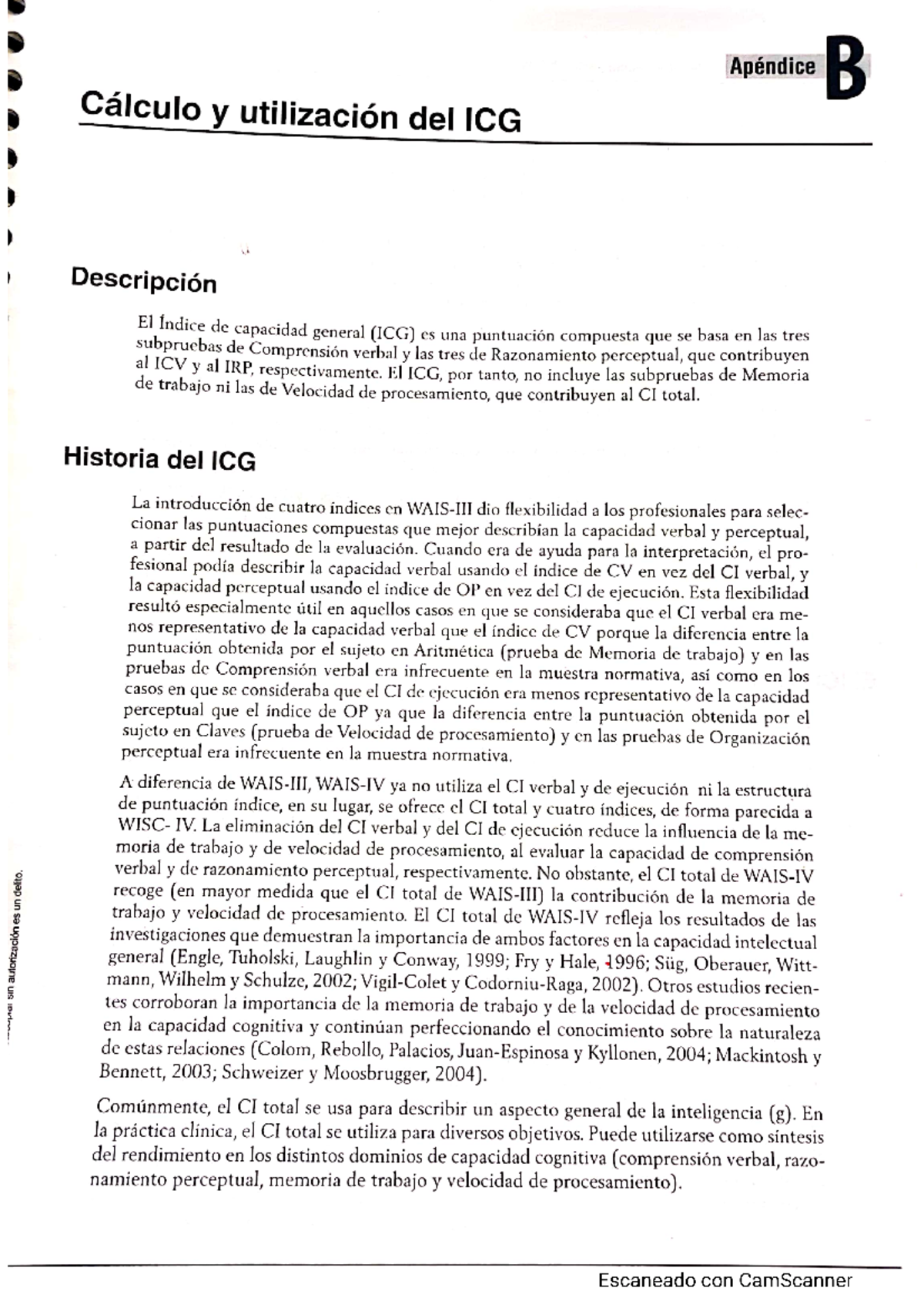 Calculo del ICG - WAIS - Apéndice B Cálculo y utilización del ICG ...