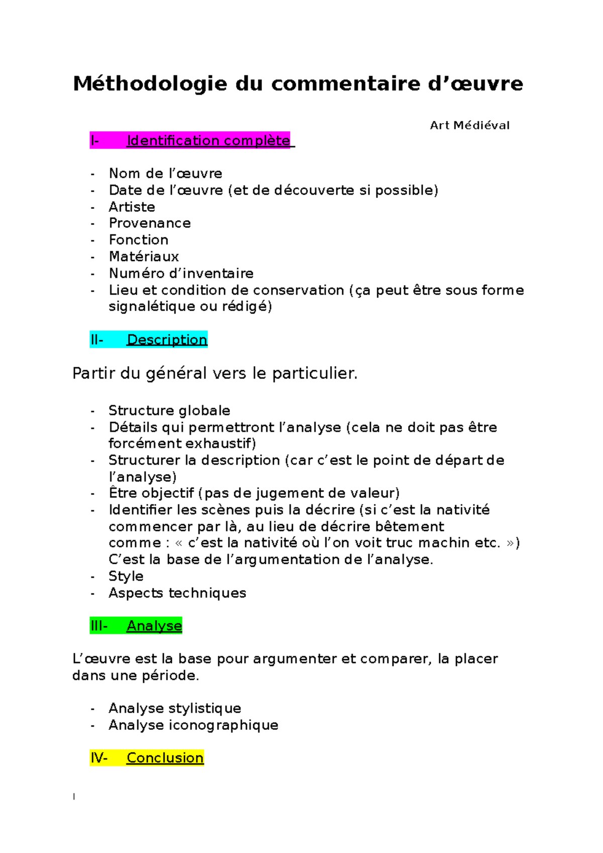 Méthodologie art médieval - Méthodologie du commentaire d’œuvre Art ...