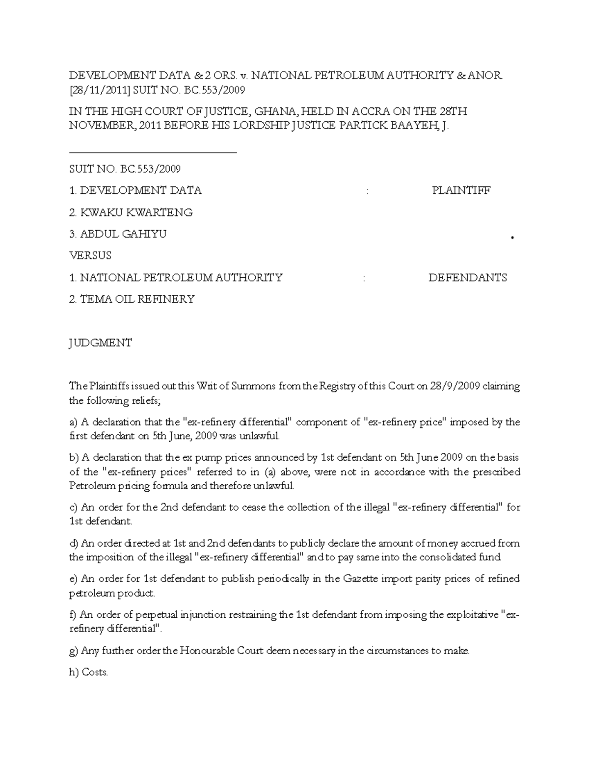 Development Data v NPA Case-law case - DEVELOPMENT DATA & 2 ORS. v ...