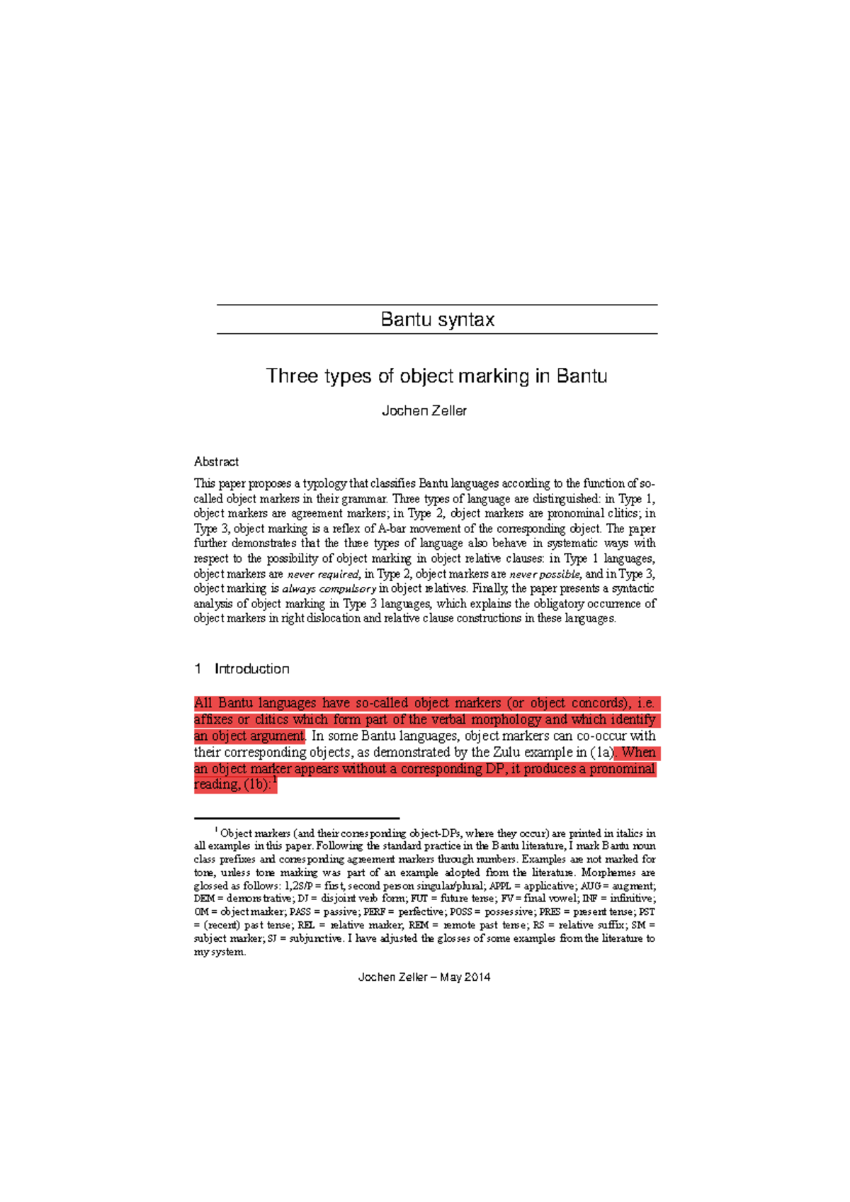 Zeller Three types OM Bantu 2014 - Jochen Zeller – May 2014 Bantu ...