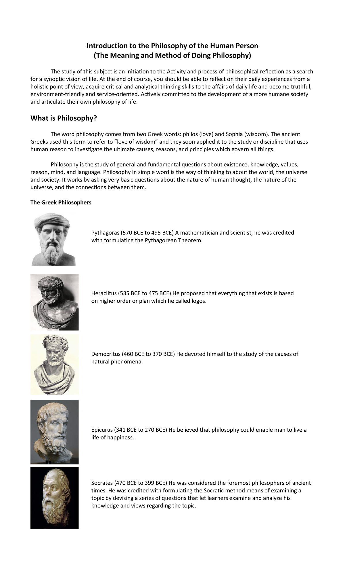 Introduction to the Philosophy of the Human Person - At the end of ...