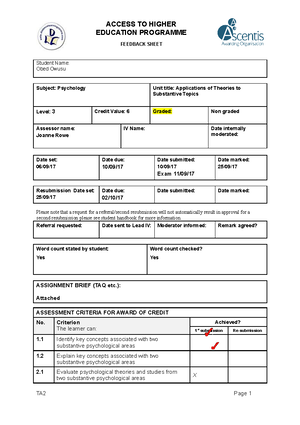Unit 4 Learning aim a - Unit 4 : Criminal and Forensic Psychology ...
