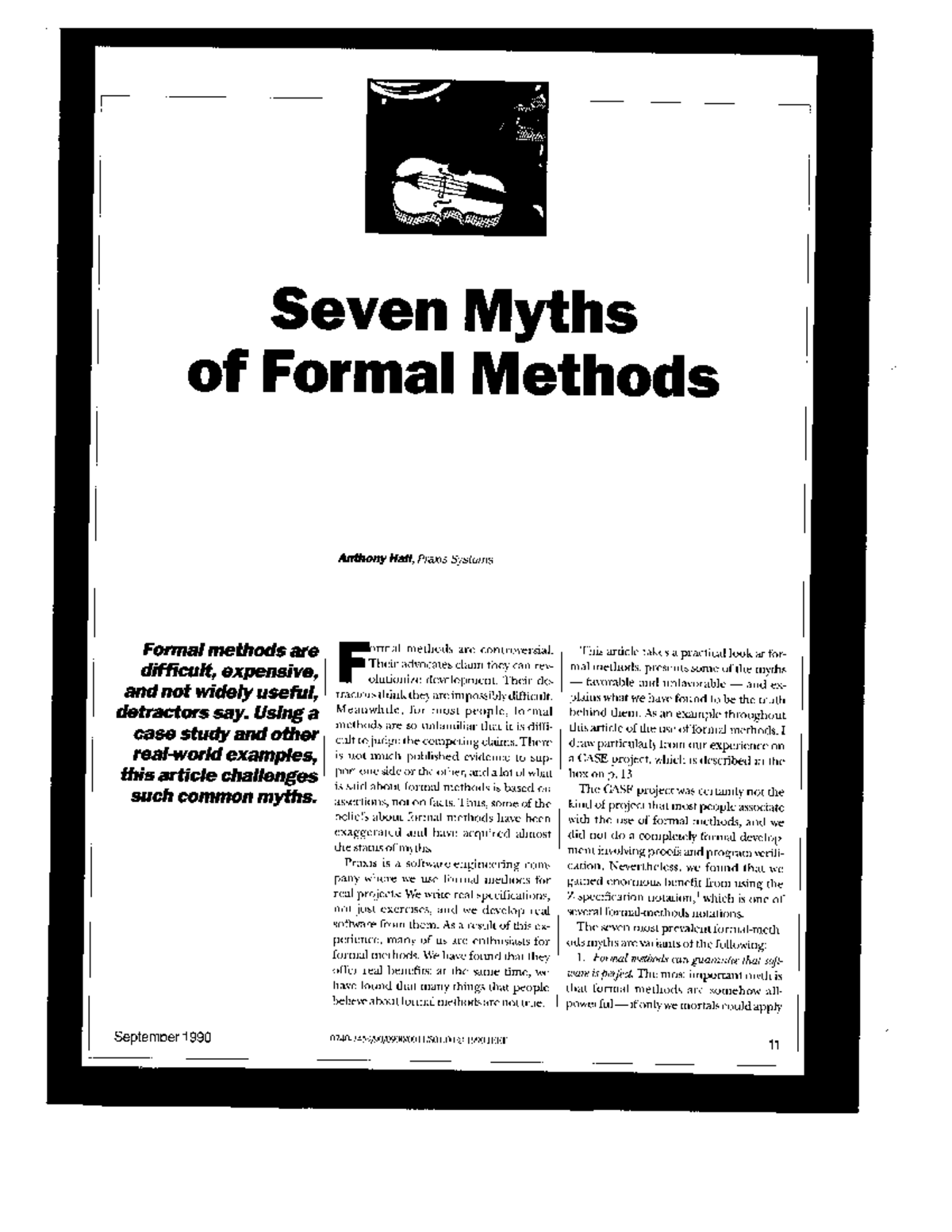 7myths 1990 - Practice - Seven Myths of Formal Methods Anthony Hall ...