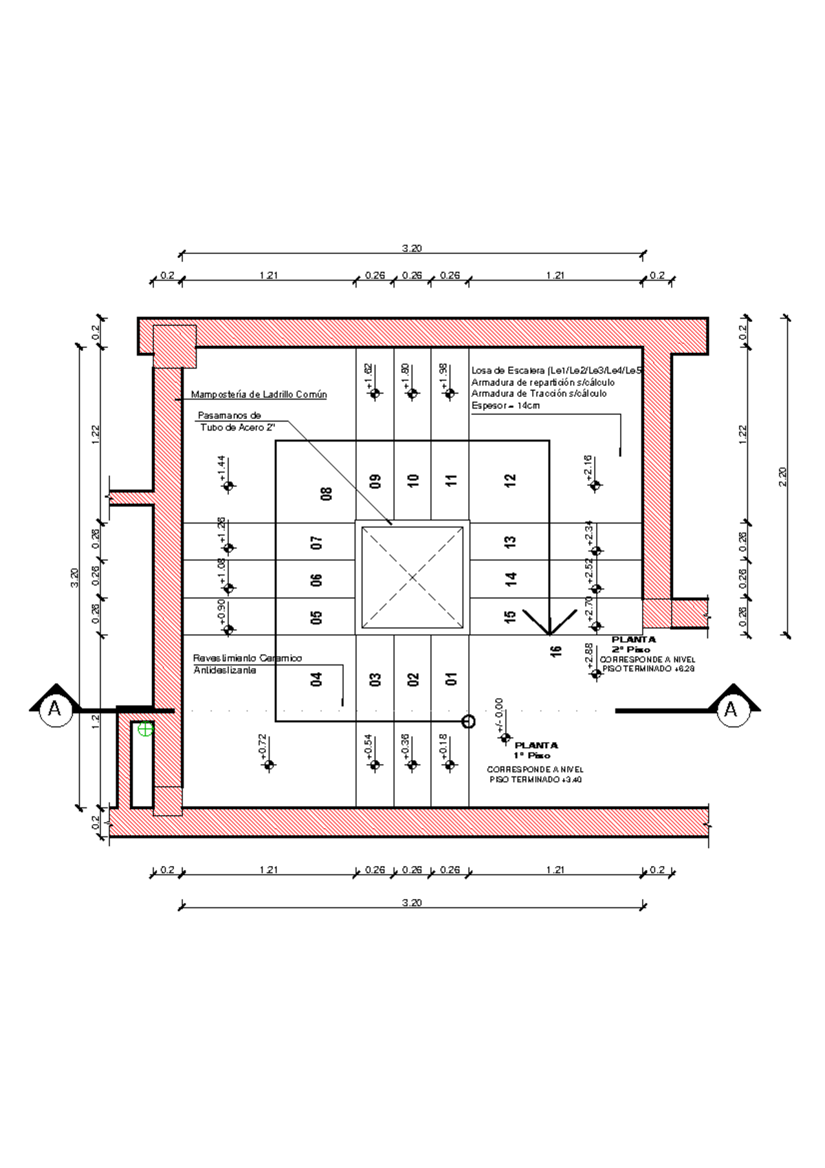 Planta - Escalera - 2° PisoPLANTA ####### +/- 0. PISO TERMINADO +3 ...