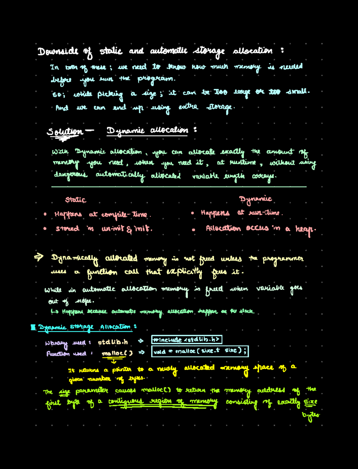 Dynamic Memory Allocation - Downside of static and automaticstorage ...