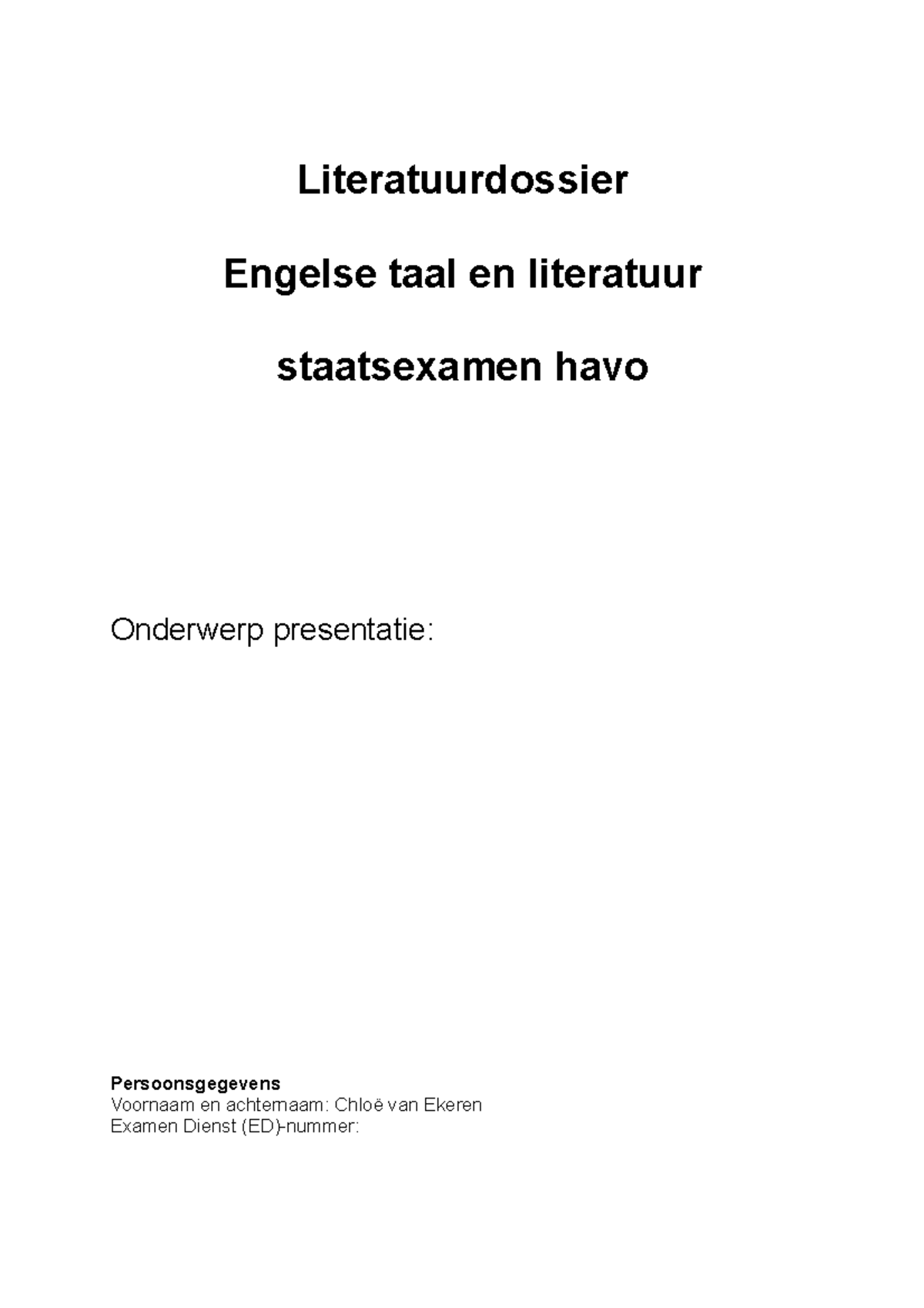 Literatuurlijst Engels HAVO - Literatuurdossier Engelse taal en ...