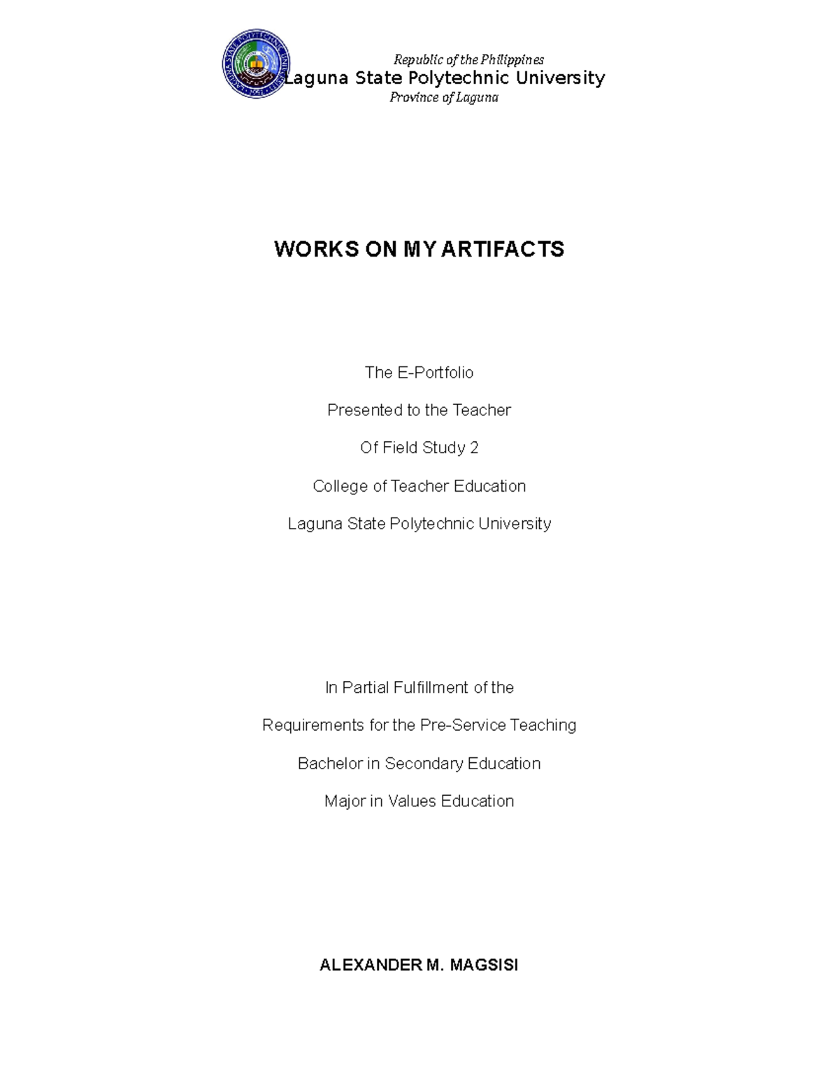 E-Portfolio in FS2 - answer - Laguna State Polytechnic University ...