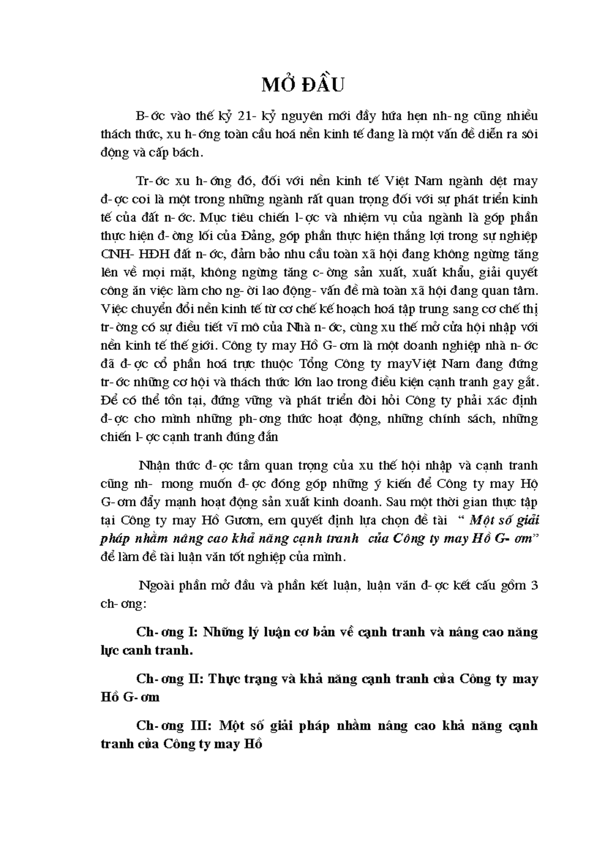 Mot so giai phap nham nang cao kha nang canh tranh - Më ®Çu B-íc vμo ...