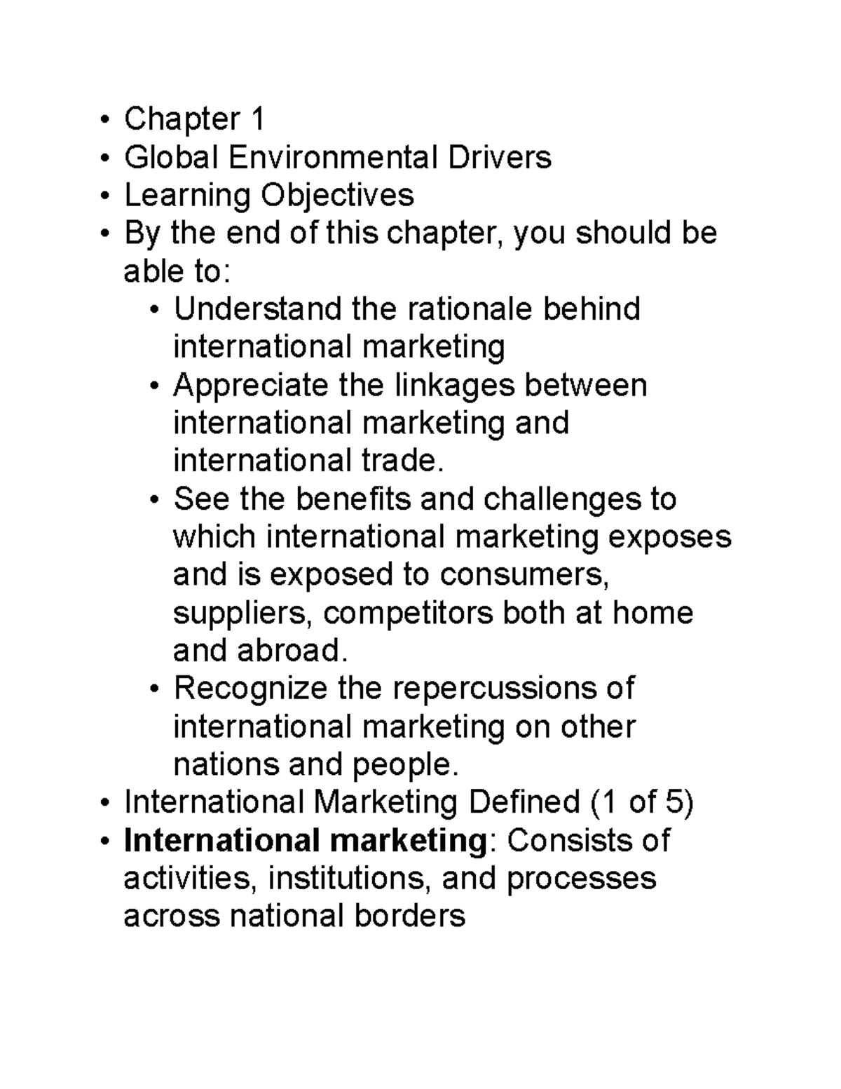 MKT CH1 Global Environmental Drivers - Chapter 1 Global Environmental ...