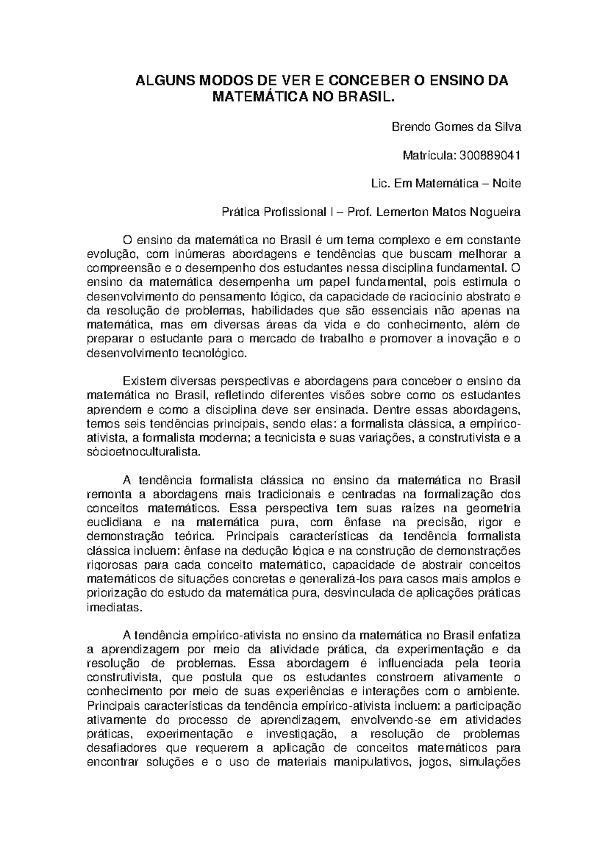 Alguns Modos DE VER E Conceber O Ensino DA Matemática NO Brasil ...