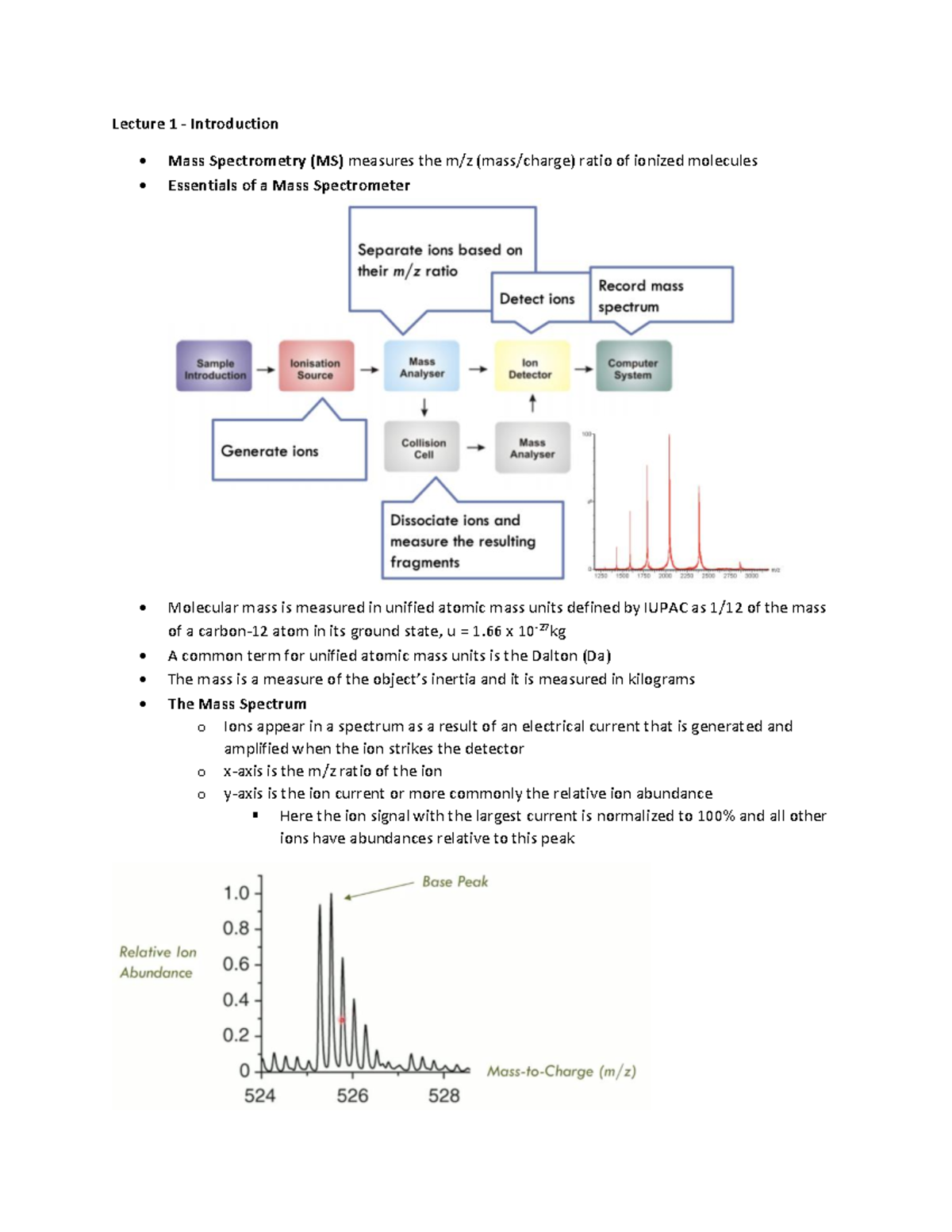 BIOC0003 Week 10 Lectures 1-3 - Mass Spectrometry - Lecture 1 ...
