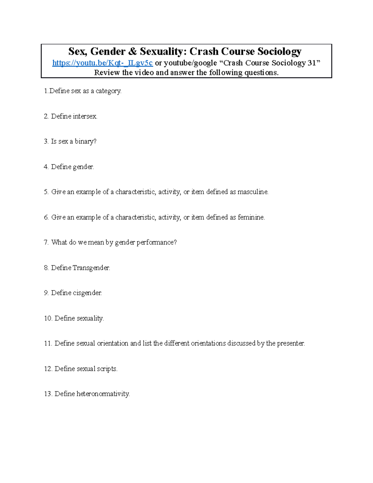 8 Sex Gender and Sexuality - Sex, Gender & Sexuality: Crash Course ...