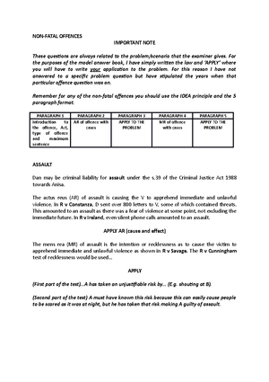 NON- Fatal Offences Evaluation - 2 (EVALUATION) PAPER 1 – The Legal ...