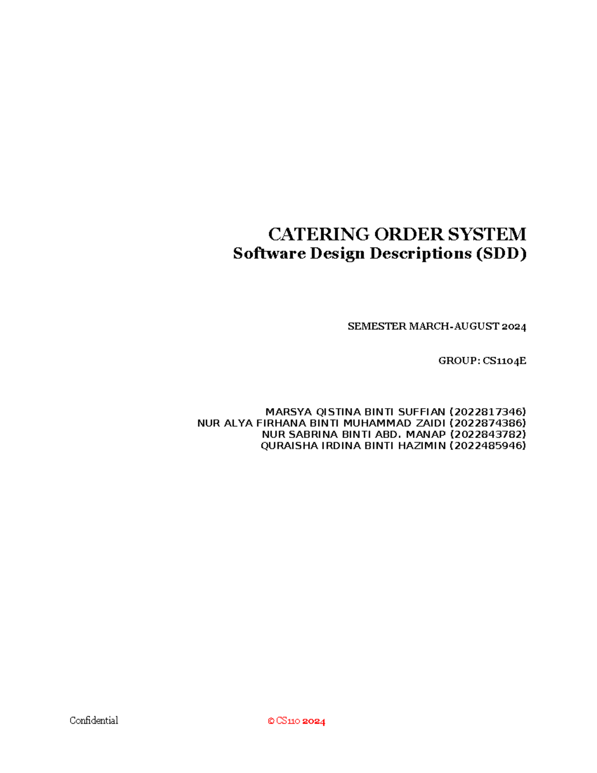 ISP250-ITS332 SDD- March-2024 - CATERING ORDER SYSTEM Software Design ...