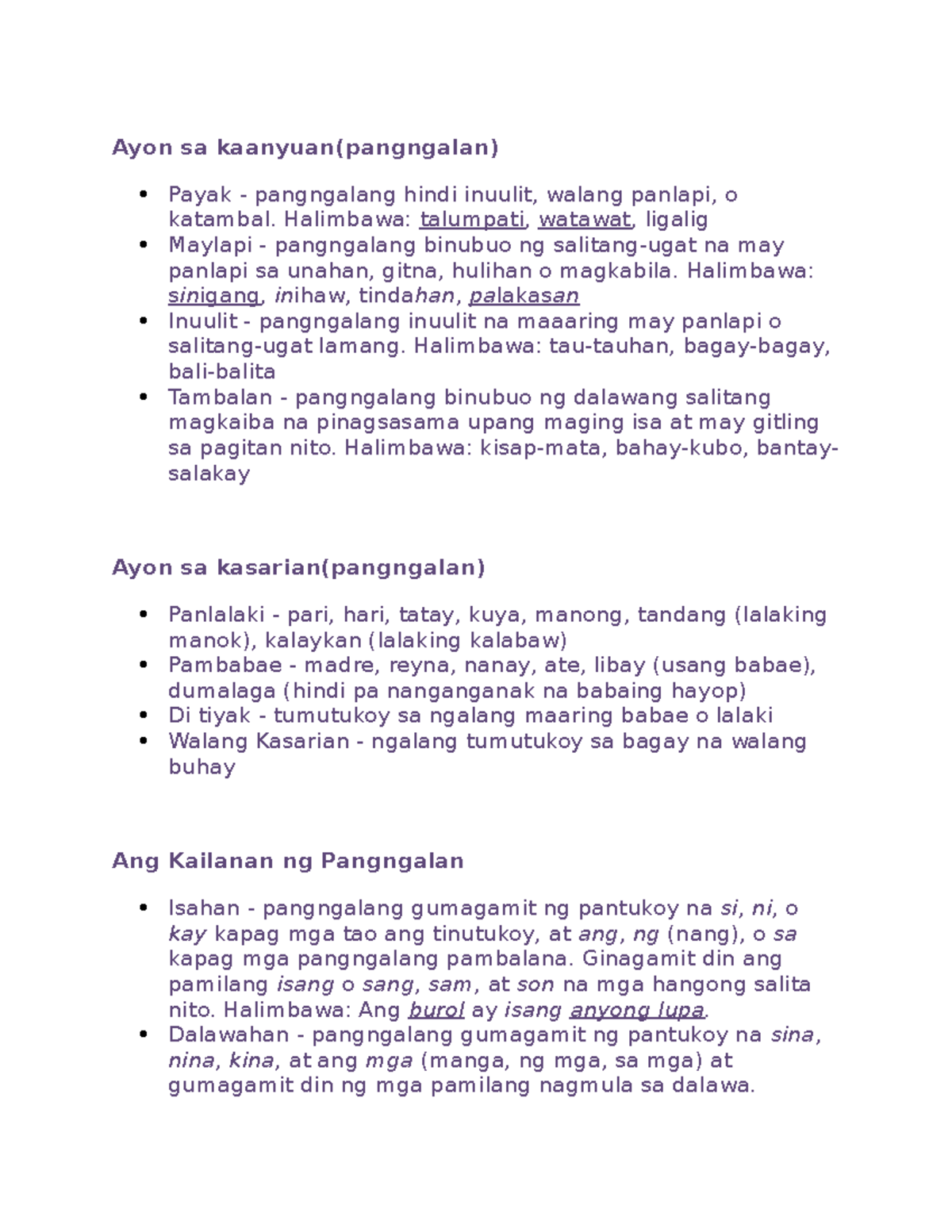 67867871 Ayon sa kaanyuan - Ayon sa kaanyuan(pangngalan) Payak ...