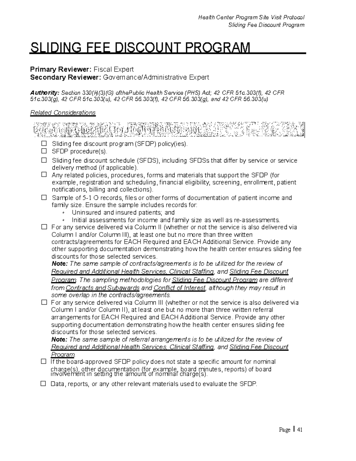 Sliding FEE HRSA Questions - Health Center Program Site Visit Protocol ...