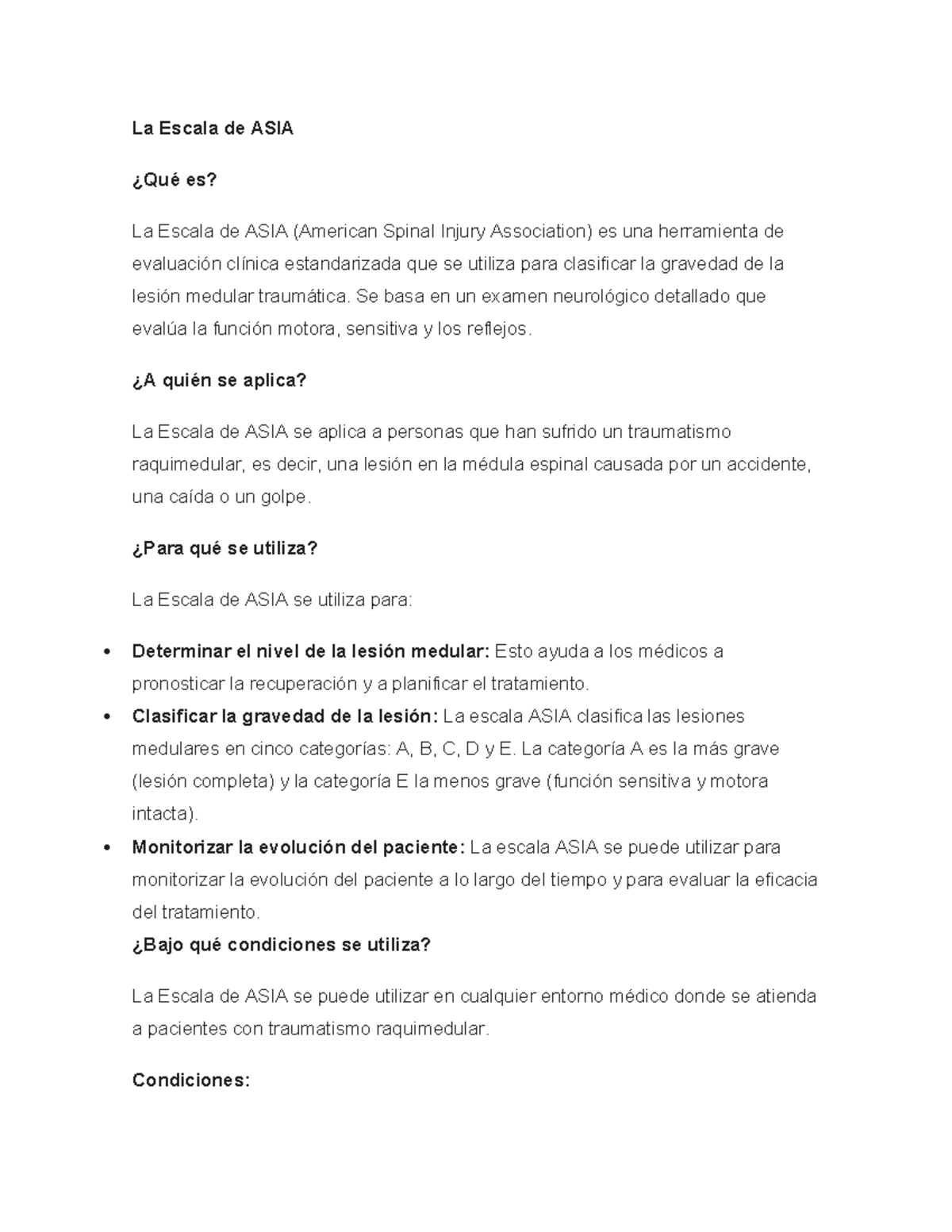 La Escala de ASIA - La Escala de ASIA ¿Qué es? La Escala de ASIA ...