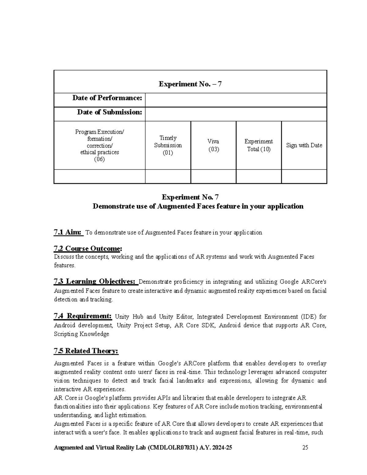 AVR expt 7 - lab manual - Experiment No. – 7 Date of Performance: Date of Submission: Program ...