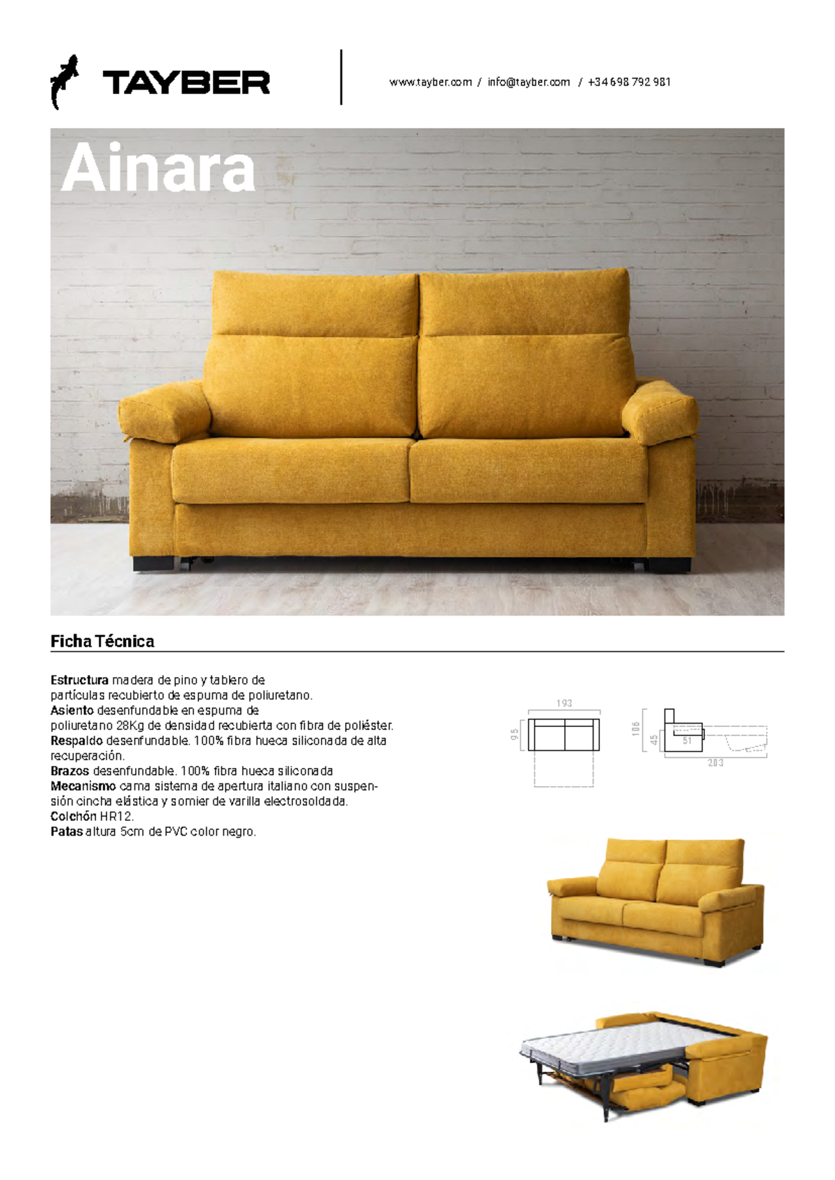 Tayber ficha ainara - tayber / info@tayber / +34 698 792 981 Ainara Ficha Técnica Estructura ...