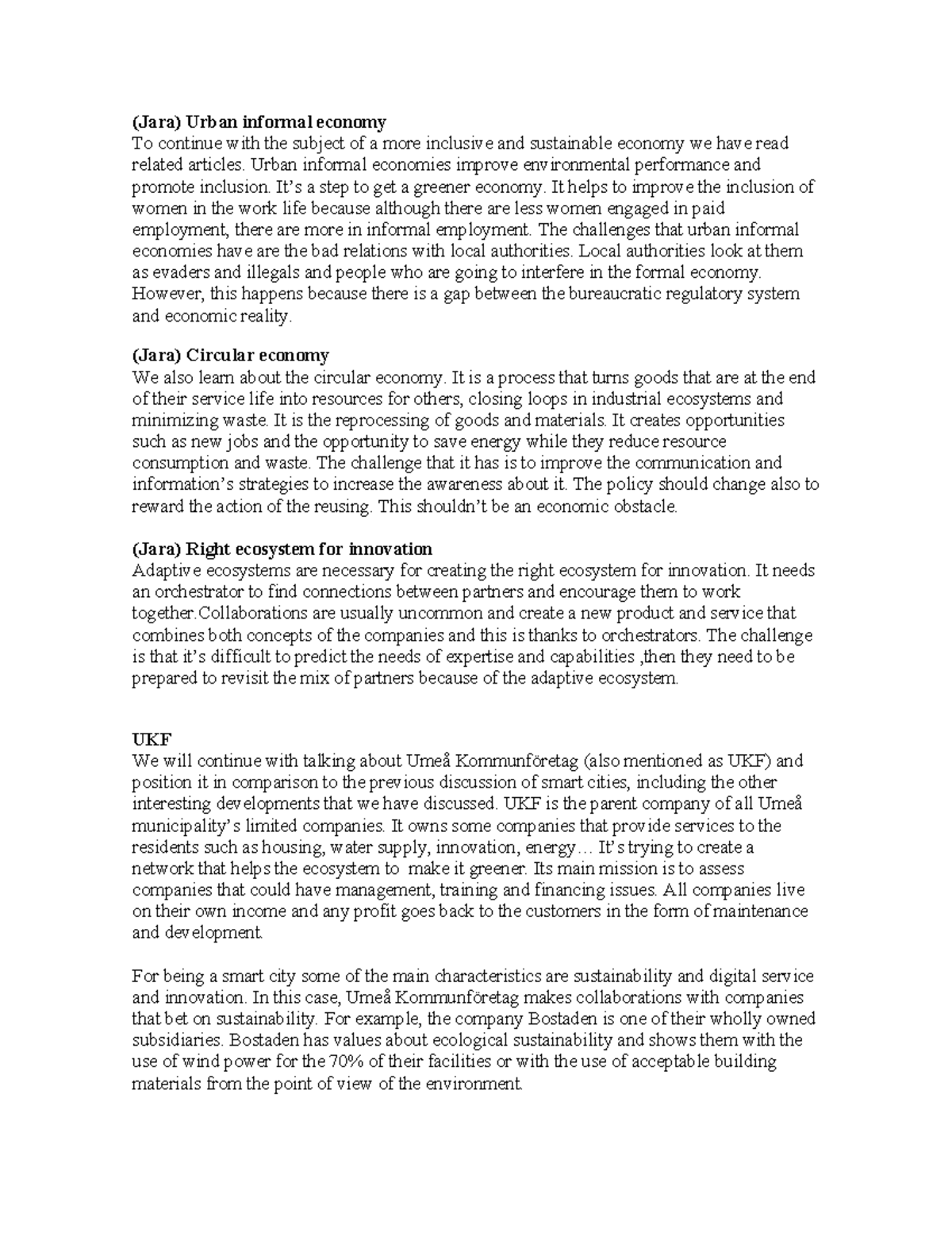 Presentation for WS3 - (Jara) Urban informal economy To continue with ...