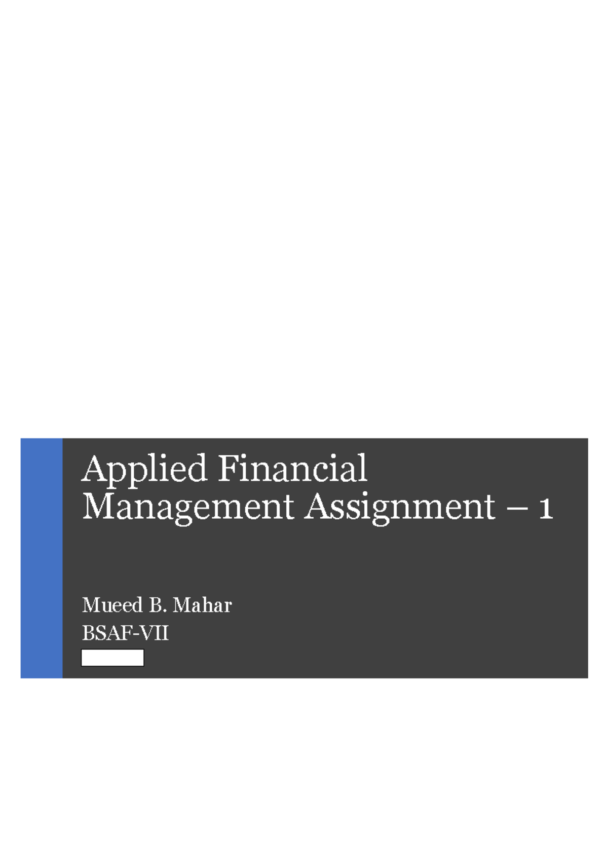 AFM Asssignment - nabbbbbbbbbbbbbbbbbbbbbbbb bb - Applied Financial ...