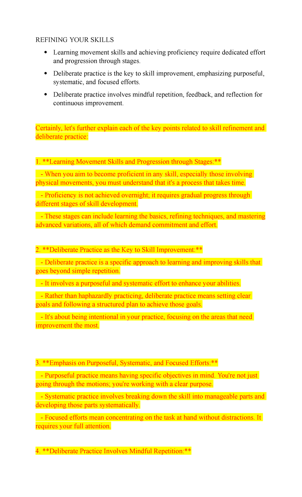 Refining YOUR Skills pe - REFINING YOUR SKILLS Learning movement skills ...