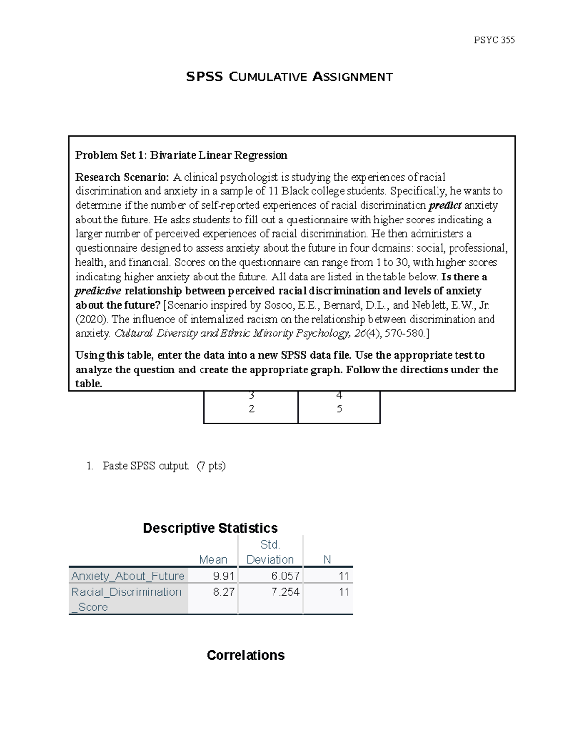 SPSS Cumulative Assignment - Harwood - SPSS CUMULATIVE ASSIGNMENT Perceived Racial ...