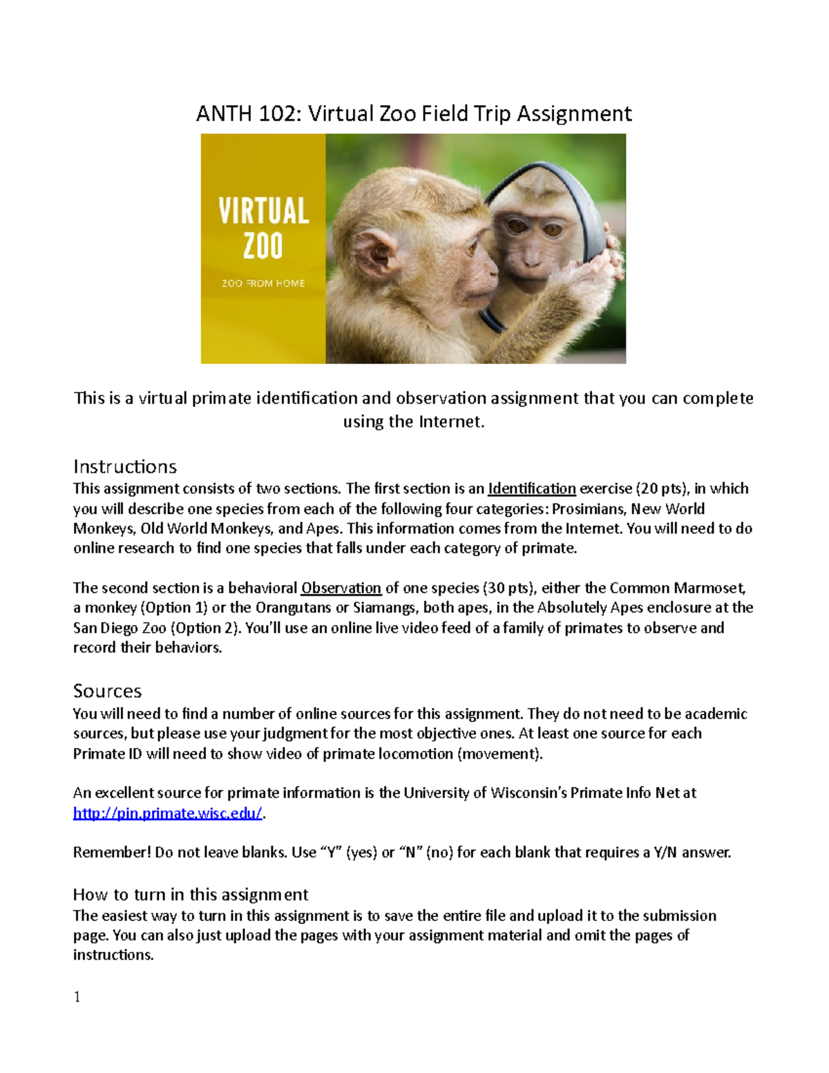 ZOO Virtual Zoo Field Trip Instructions 2020 - ANTH 102: Virtual Zoo ...