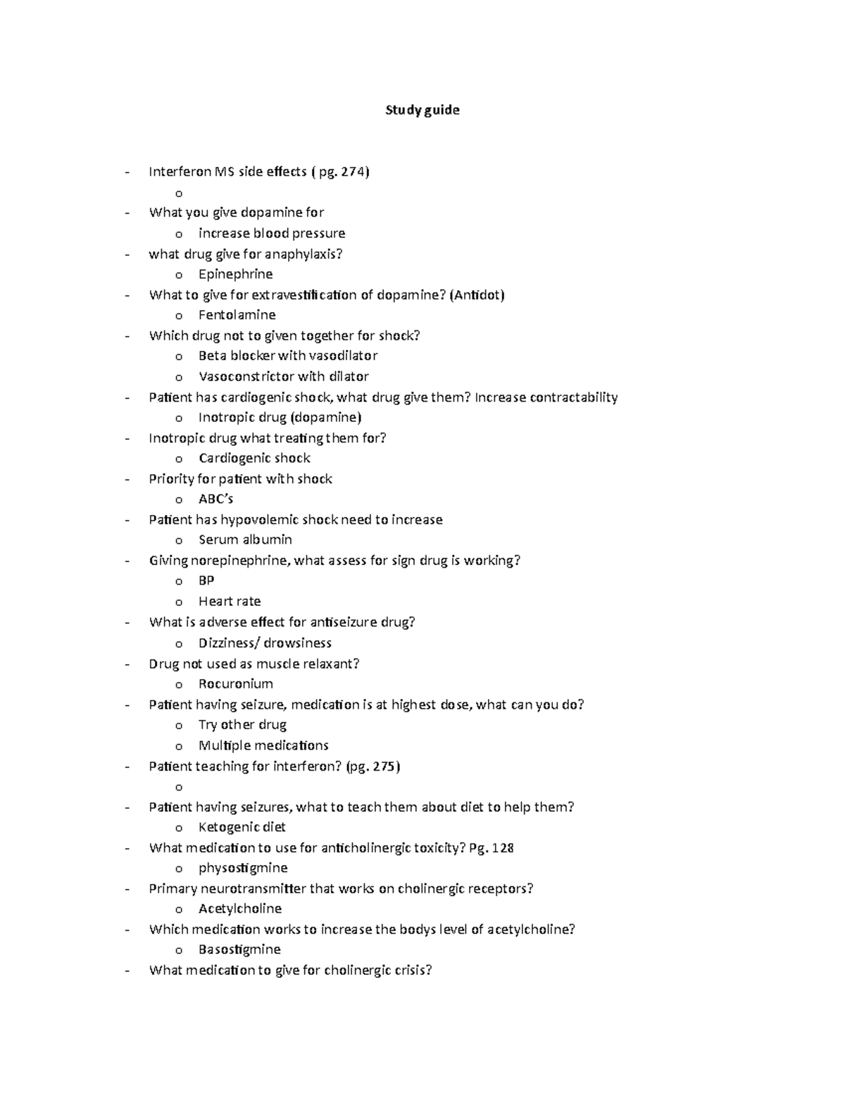 Exam 1 study guide - Study guide Interferon MS side effects ( pg. 274 ...