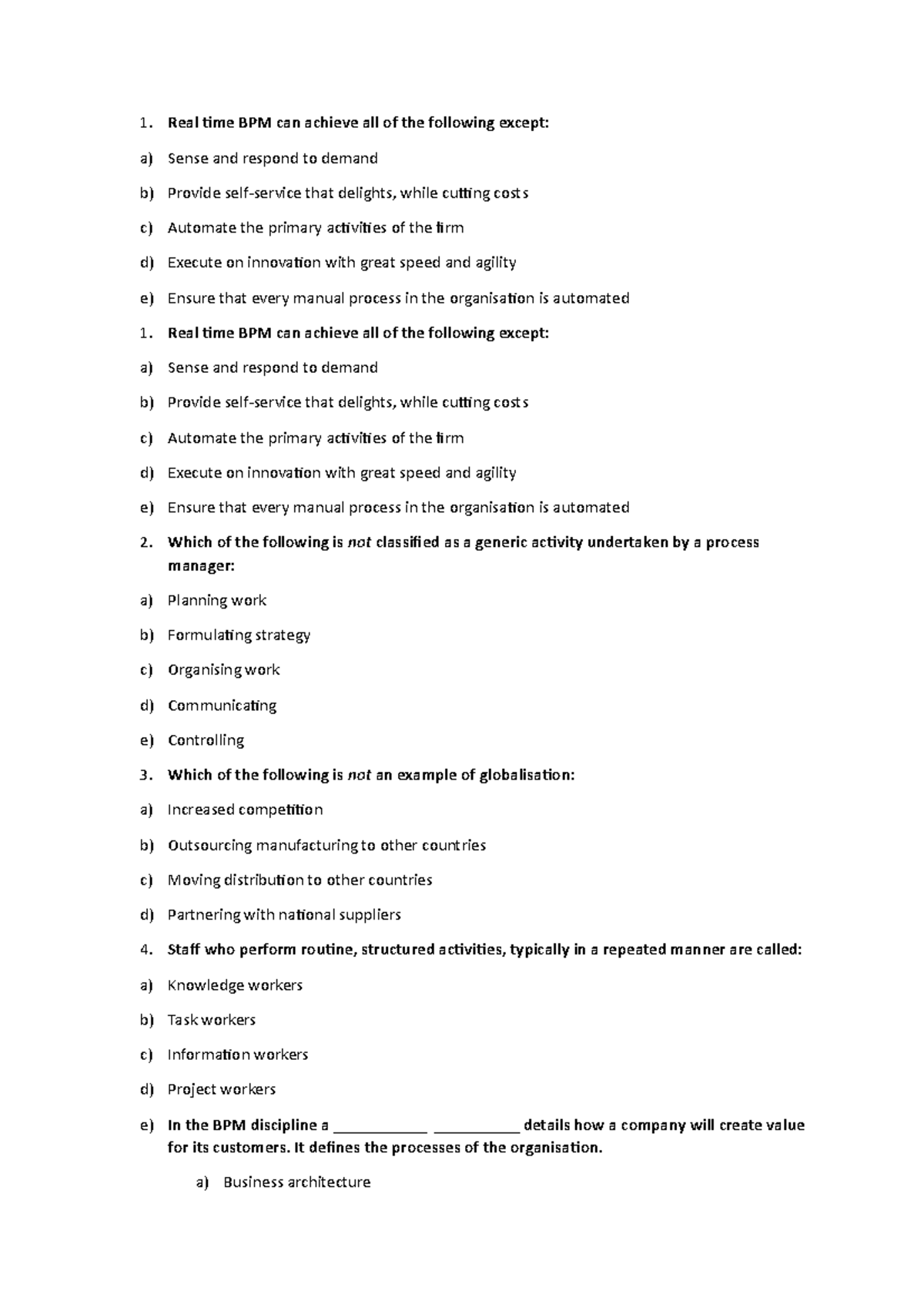 Parcial 1 14 October 2019, questions and answers - Real time BPM can ...