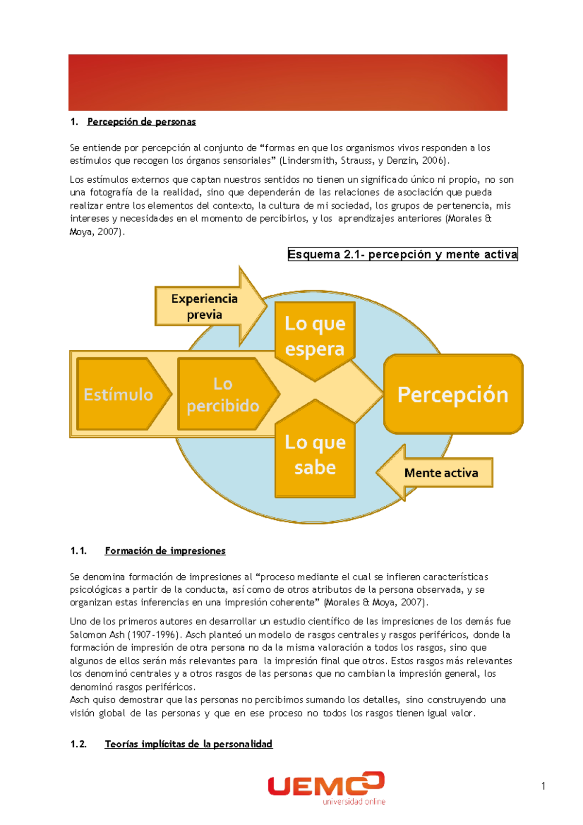 2a Unidad PSicología Social Percepción - TEMA 2 Percepción de personas ...