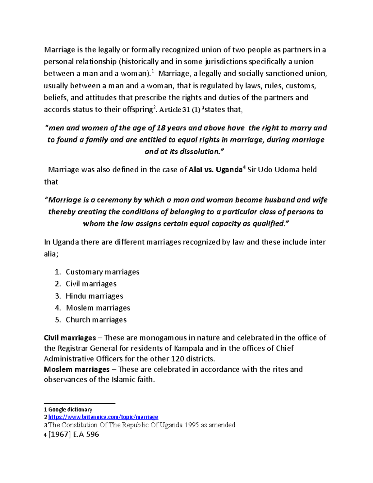 Marriage coursework - Marriage is the legally or formally recognized ...