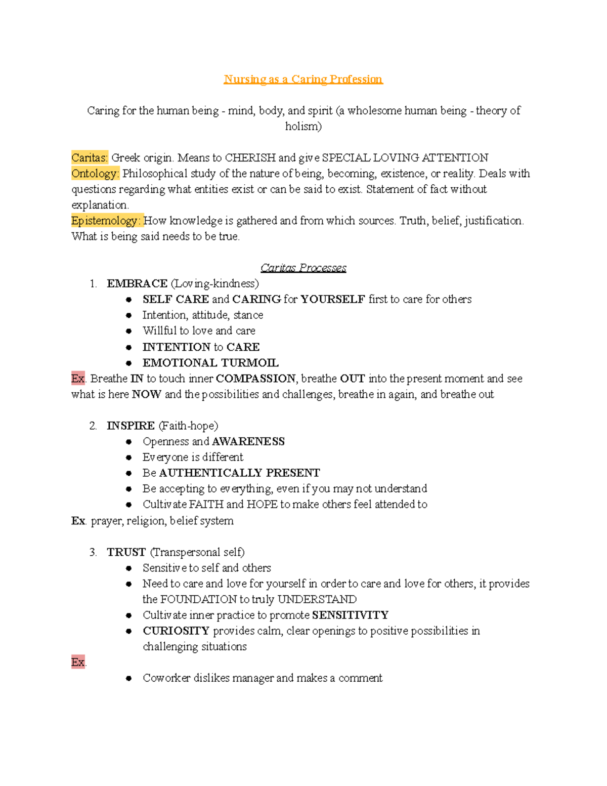Module 1 - Nursing as a Caring Profession - Nursing as a Caring ...