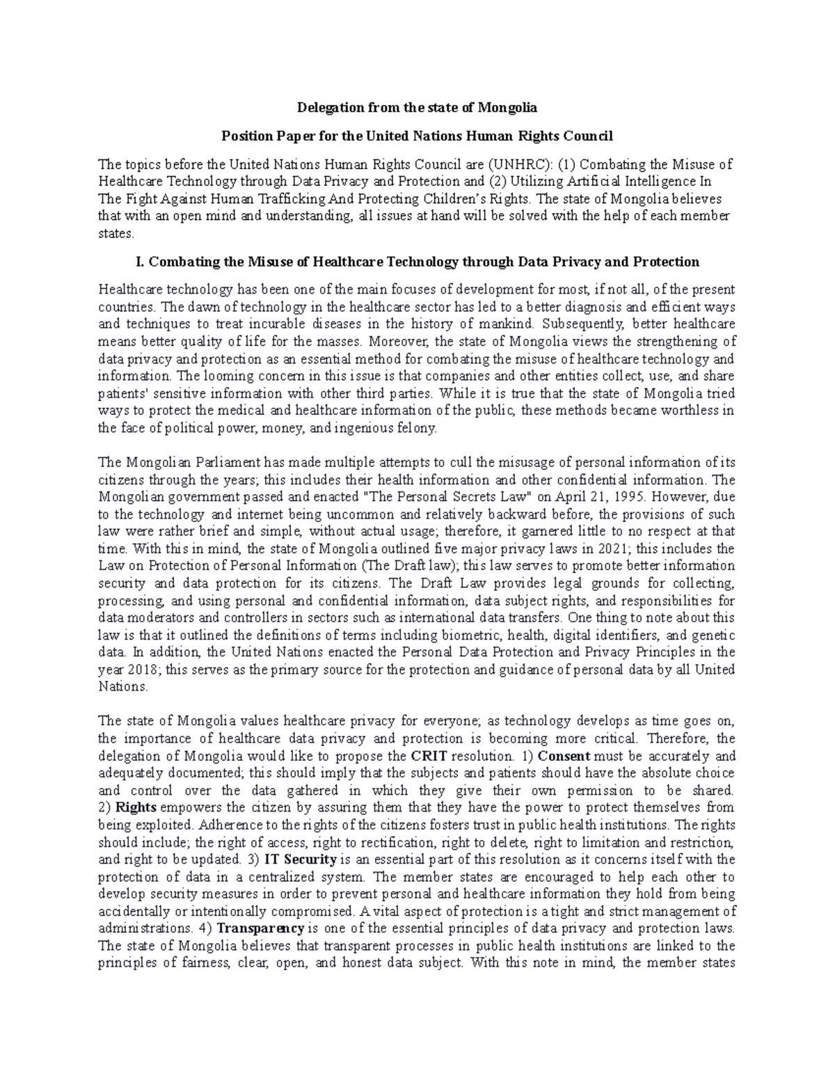 [8D Pospap] Mongolia - Reyes NEWFR THE - Delegation from the state of ...