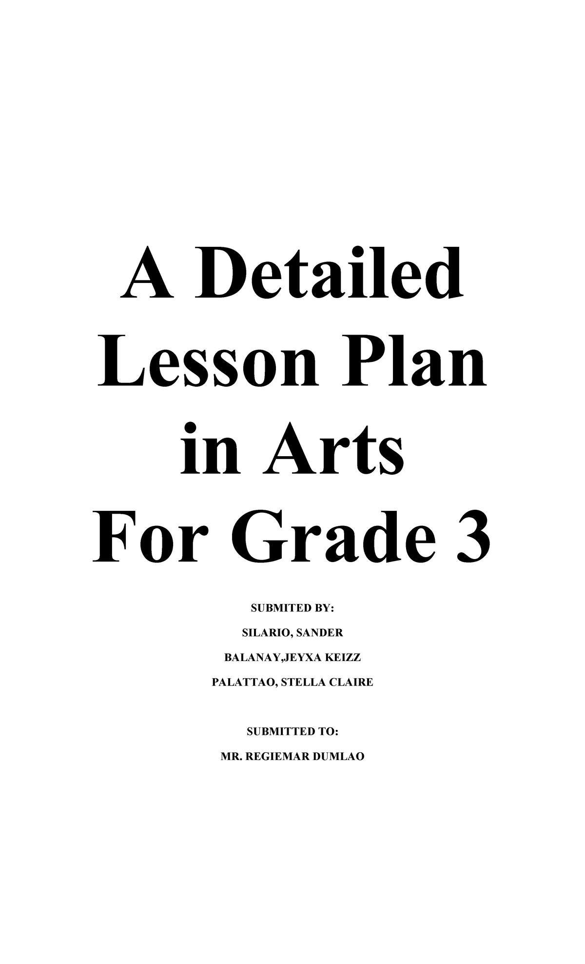 639852404 A Detailed Lesson Plan in Arts for Grade 3 - A Detailed ...